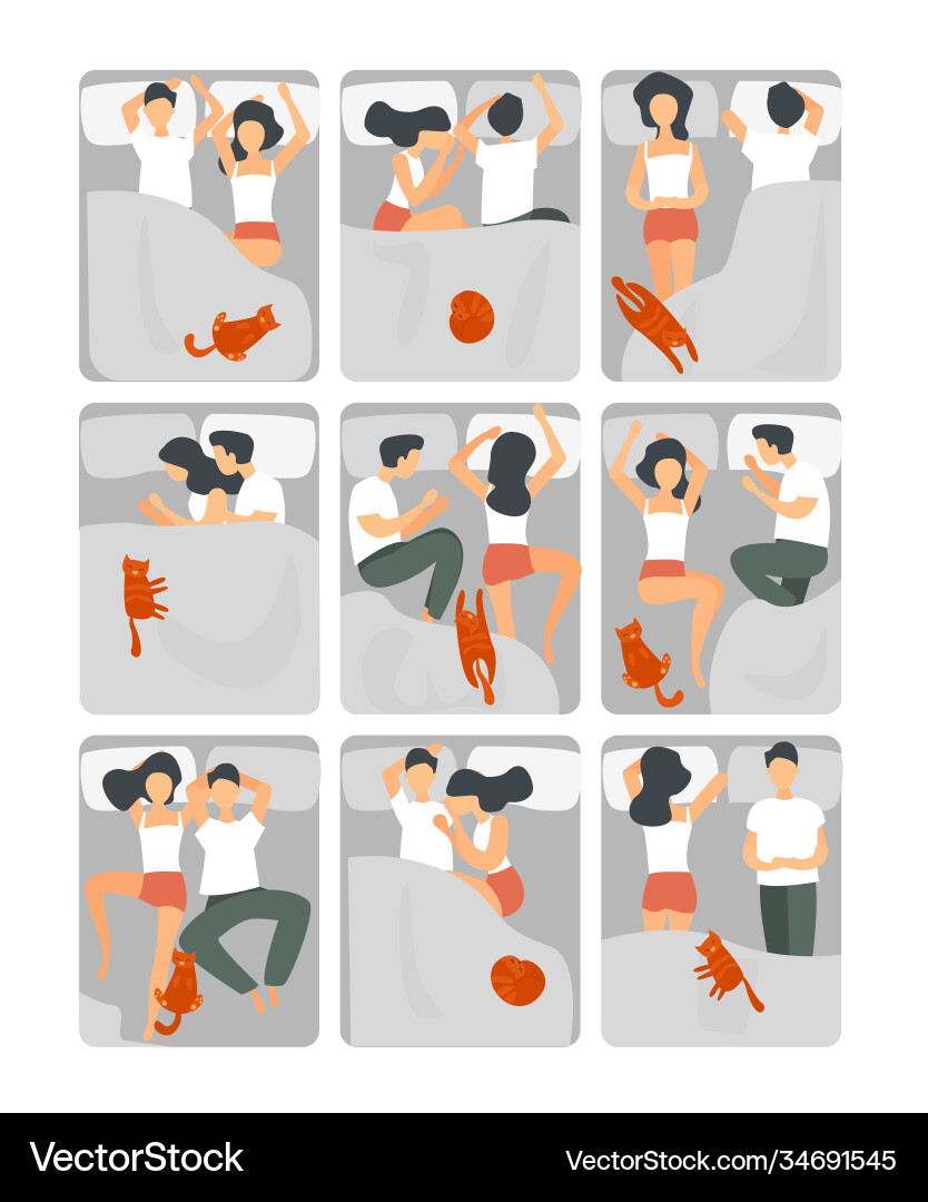Sleep in bed at night cartoon Royalty Free Vector Image