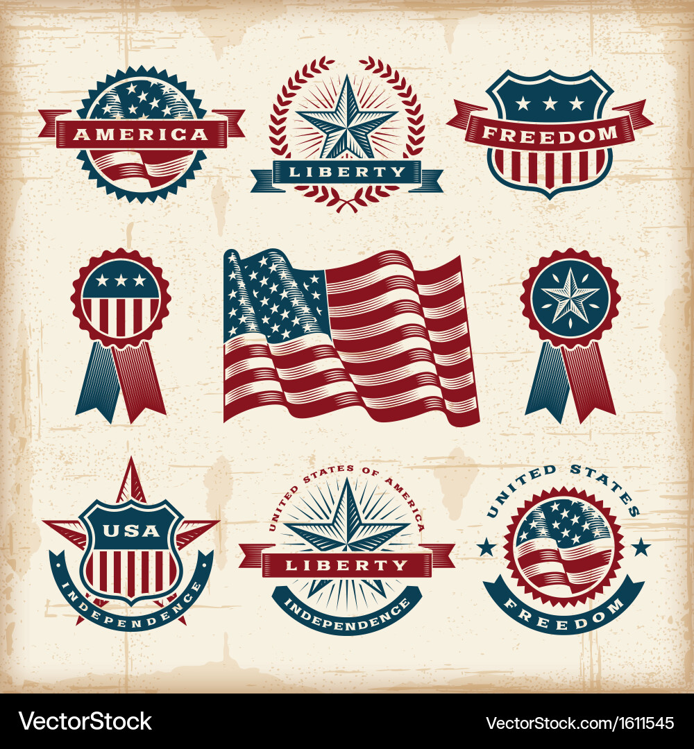Vintage american labels set Royalty Free Vector Image