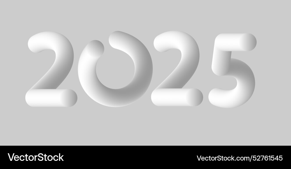White plastic numbers happy new 2025 year Vector Image
