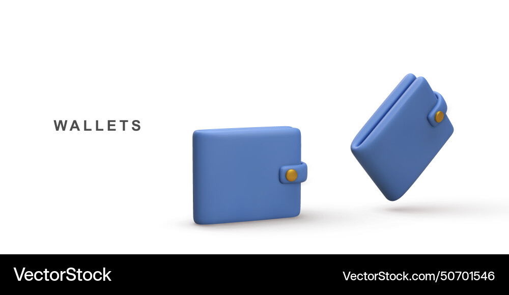 3d realistic two money wallets Royalty Free Vector Image