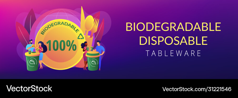 Biodegradable disposable tableware concept banner Vector Image