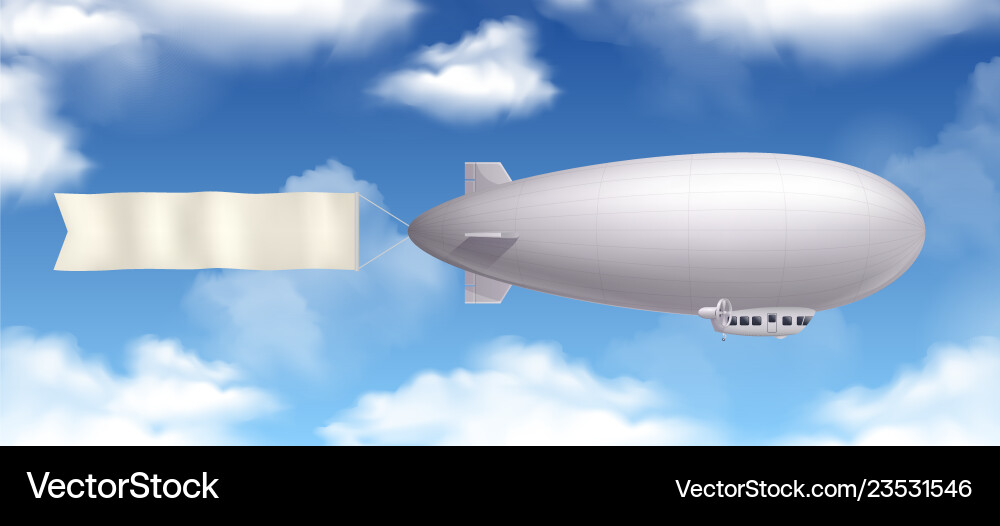 Dirigible realistic composition Royalty Free Vector Image