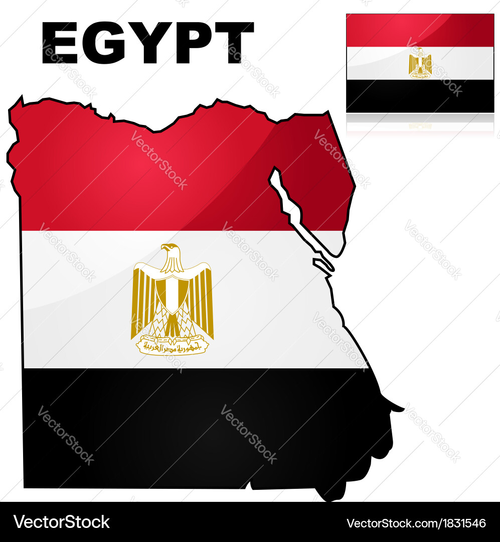 Egypt Flag Over Map (1831546) – Royalty-Free Vector | VectorStock