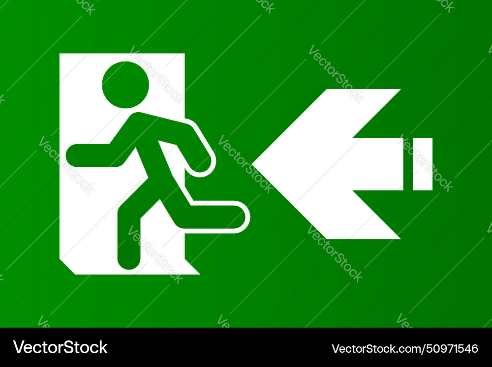 Green emergency exit sign safety evacuation Vector Image