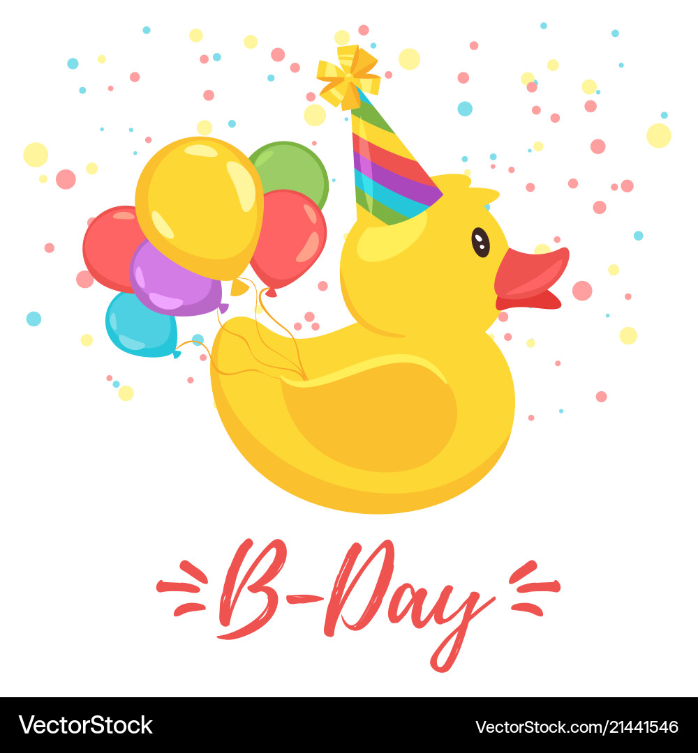 Happy Birthday Rubber Duck Card Royalty Free Vector Image