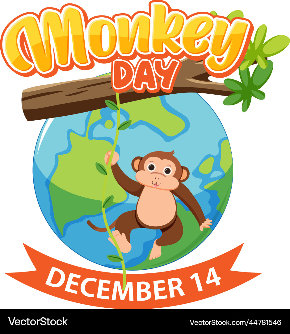 Monkey day text for banner or poster design Vector Image