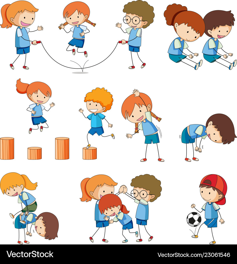 Set of children playing Royalty Free Vector Image