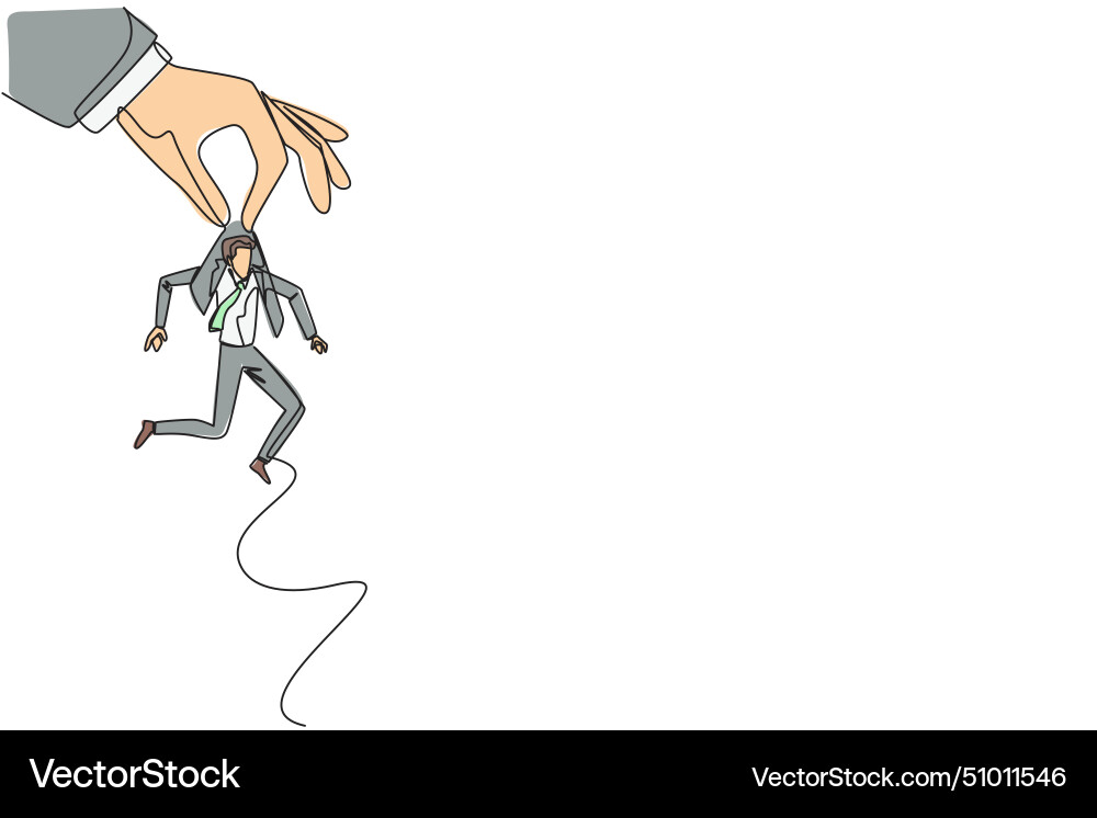 Single one line drawing big hand holding Vector Image