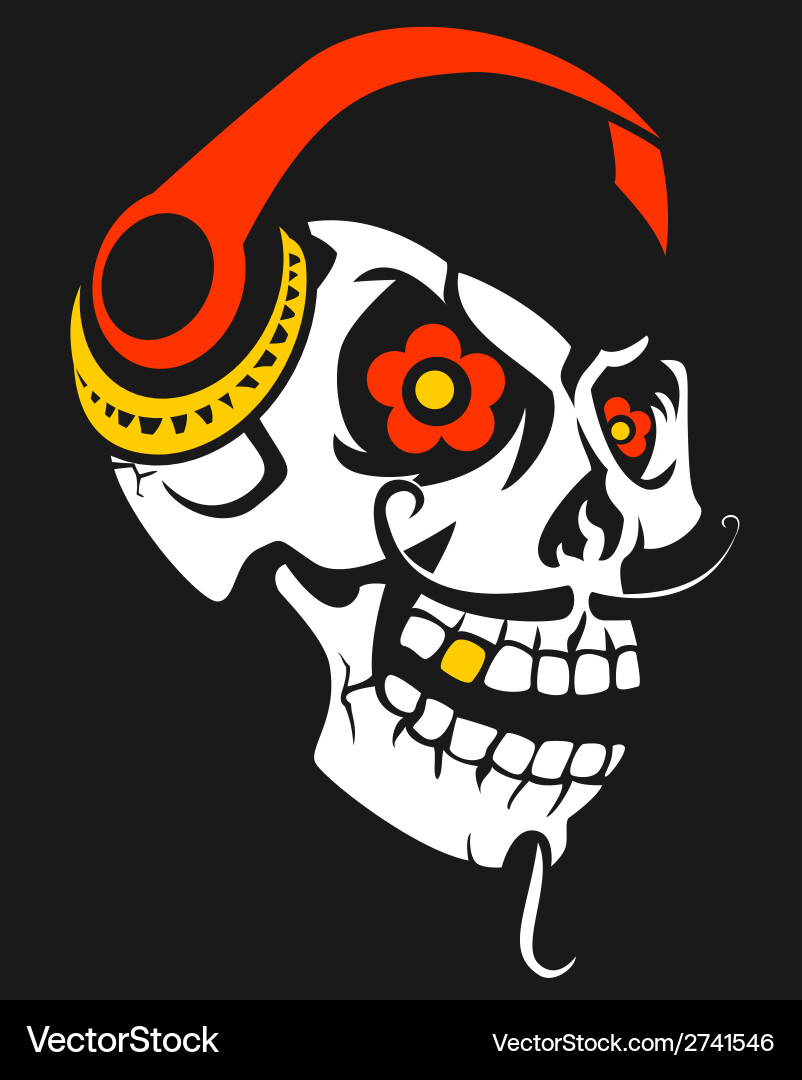 Skull with headphones Royalty Free Vector Image