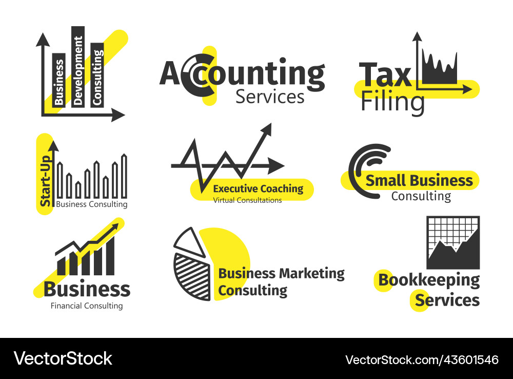 Tax accounting services linear monochrome badge Vector Image