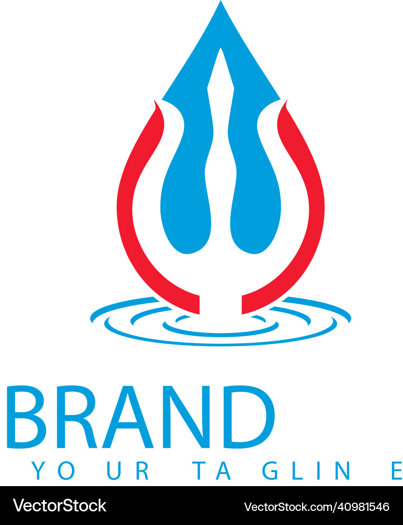Trisula and water logo Royalty Free Vector Image