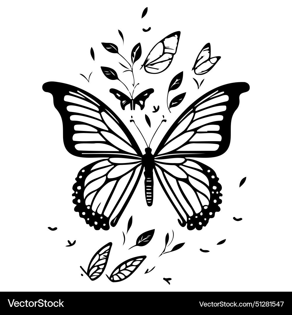 Animal butterfly sketch Royalty Free Vector Image