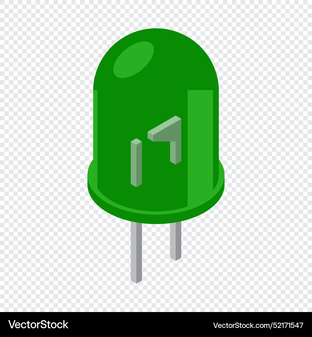 Green led isometric icon semiconductor Royalty Free Vector