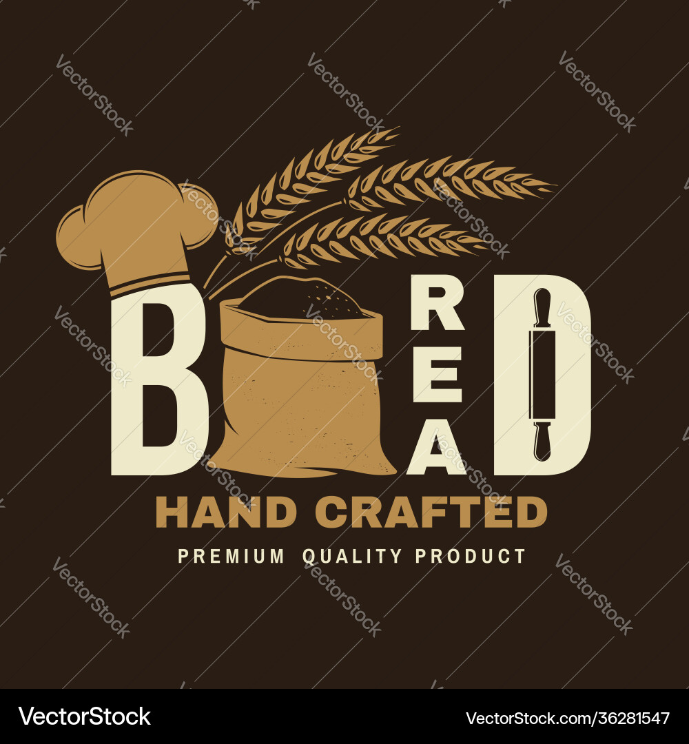 Hand crafted bread badge logo Royalty Free Vector Image