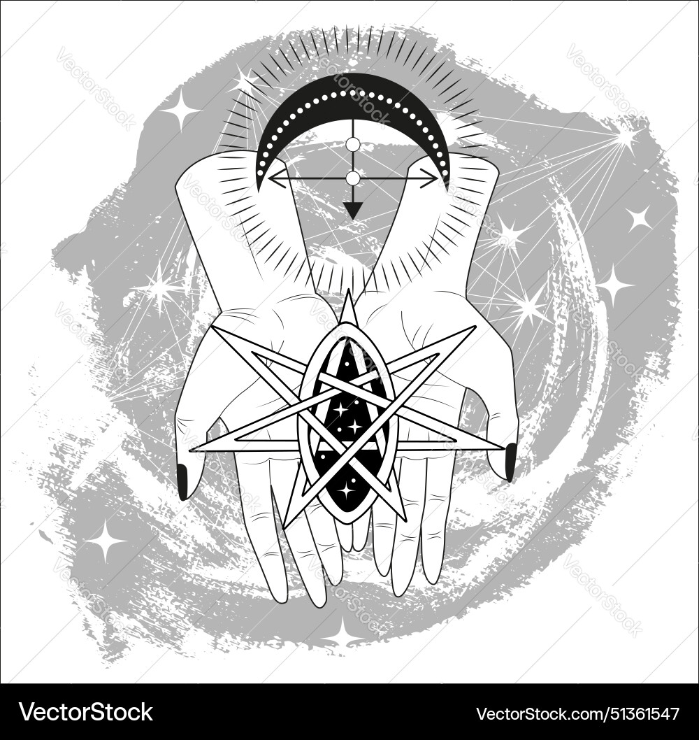 Hand drawn with pentagram Royalty Free Vector Image