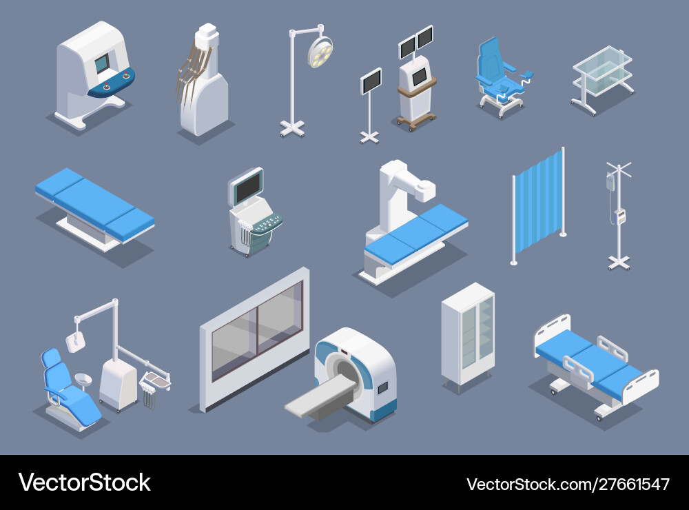 Medical apparatus isometric set Royalty Free Vector Image