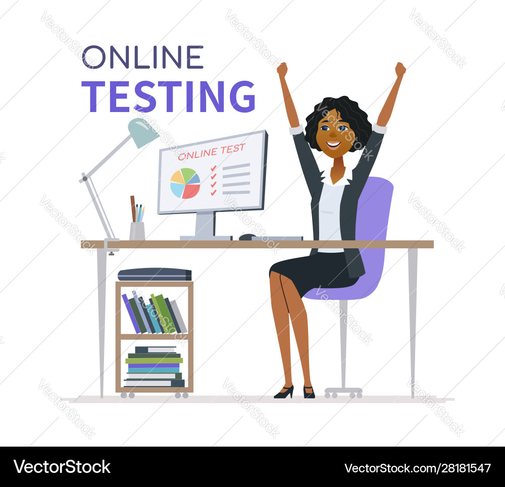 Online testing - cartoon character Royalty Free Vector Image