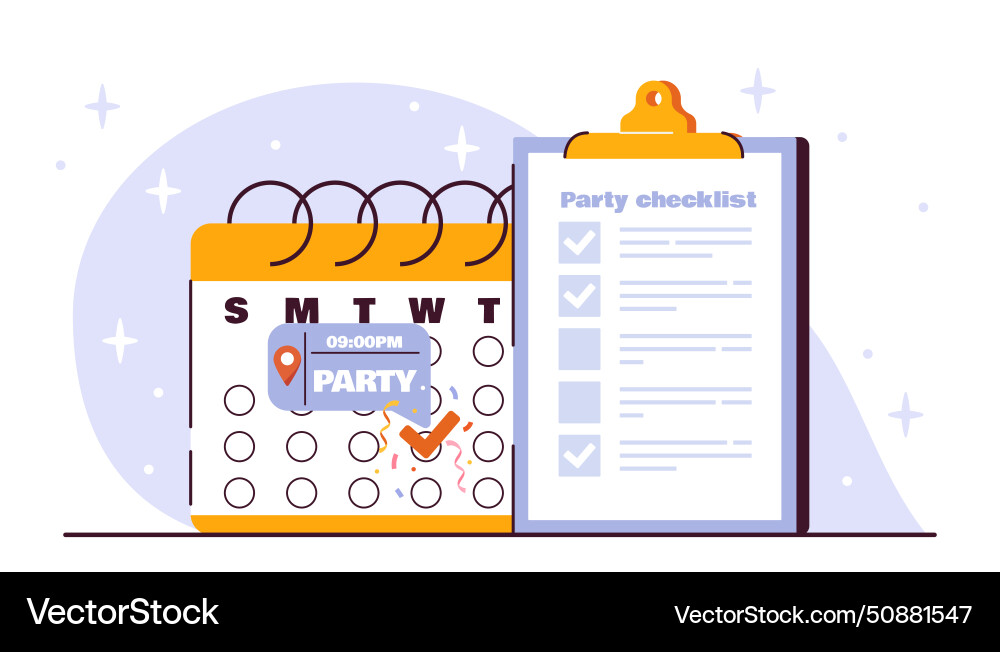 Party check list concept Royalty Free Vector Image