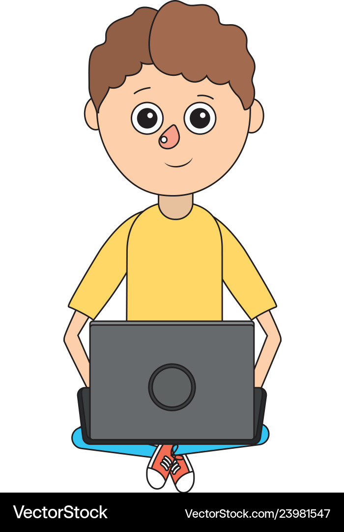 Schulkind Junge Cartoon Lizenzfreies Vektorbild