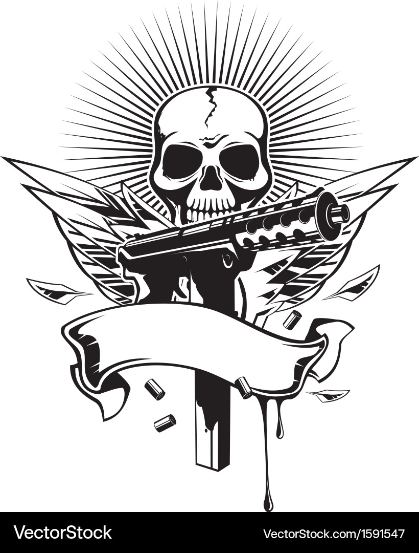 Gun Skull Logo King Of War Logo,skull And Gun. Royalty Free SVG,