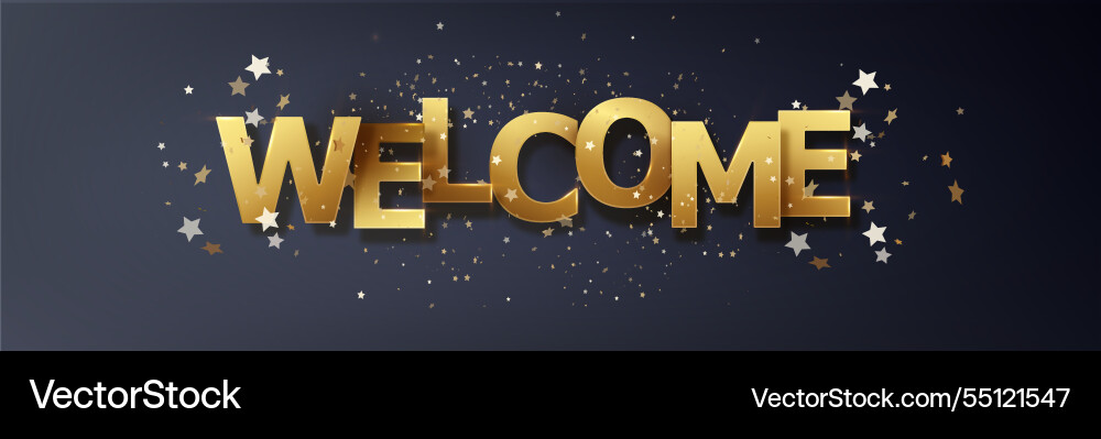 Welcome gold letters banner poster – Royalty-Free Vector | VectorStock