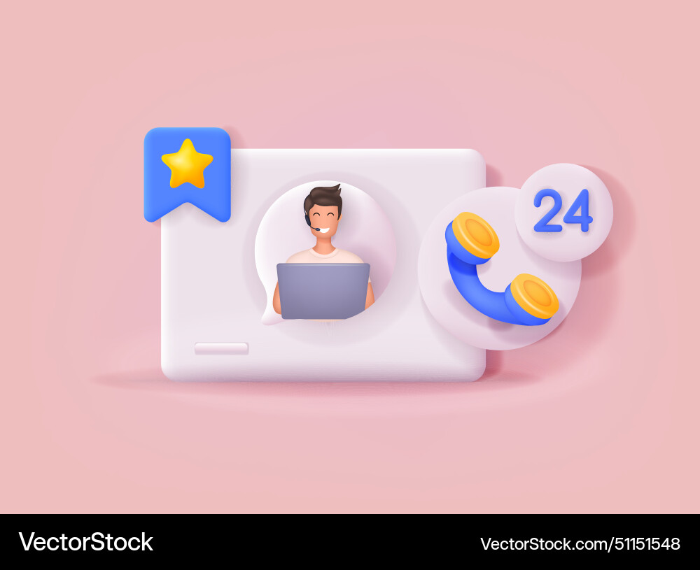 Call center online customer support contact us Vector Image
