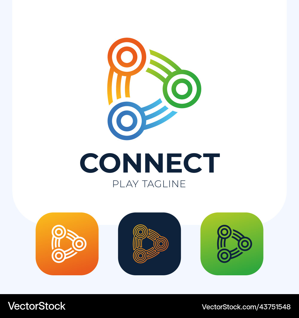 Connect Play Button - Modern Logo Royalty Free Vector Image