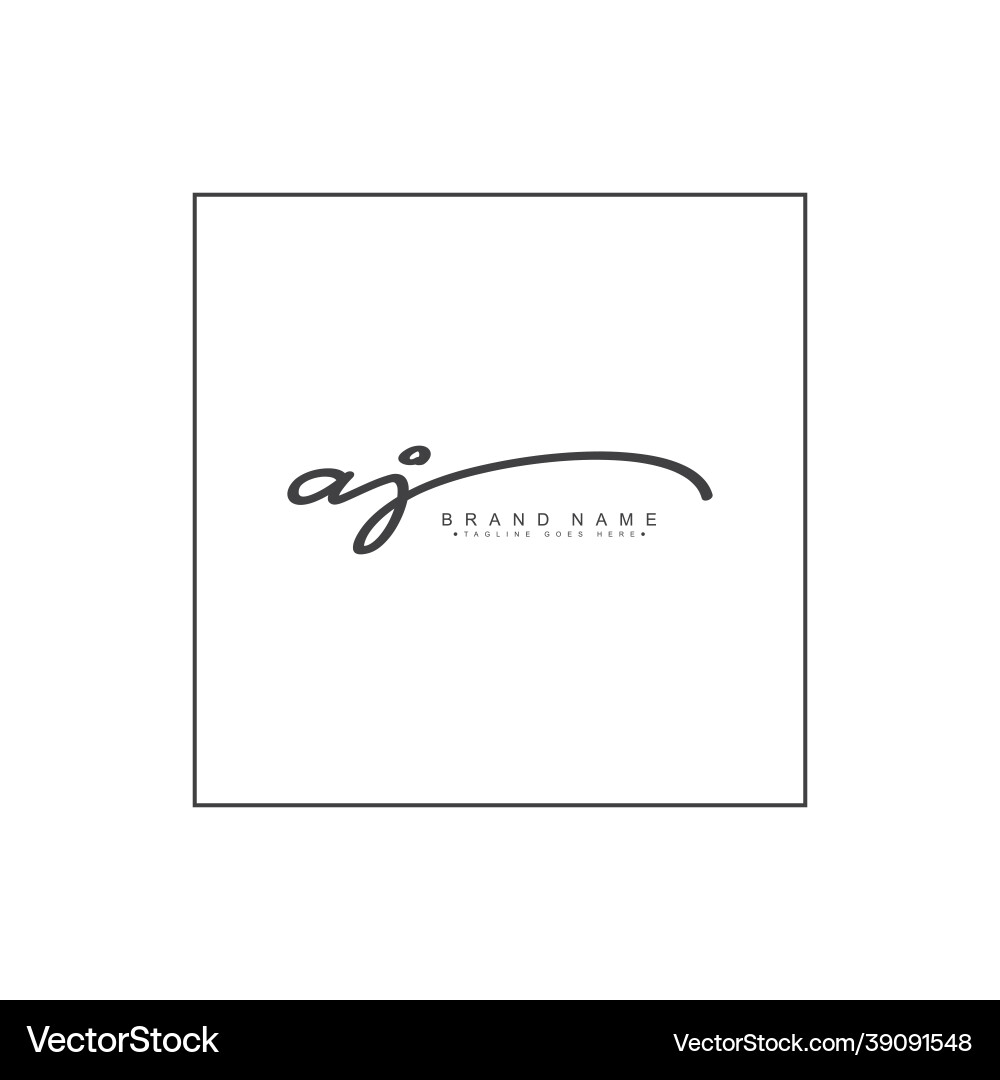 Elegant AJ Initial Signature Logo Royalty Free Vector Image