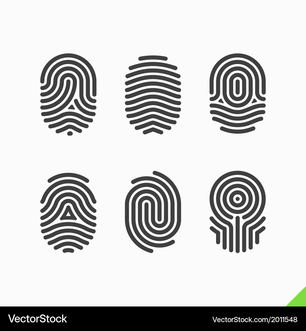 Fingerprint icons set Royalty Free Vector Image