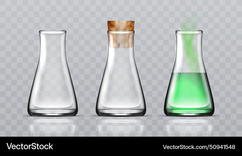 Glass laboratory equipment set flasks or beakers Vector Image