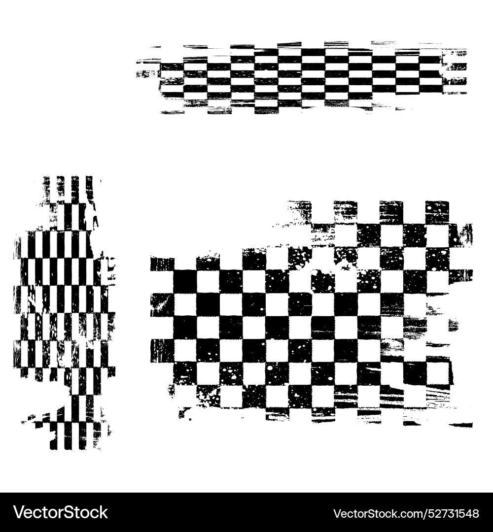 Grunge checkered black elements set Royalty Free Vector