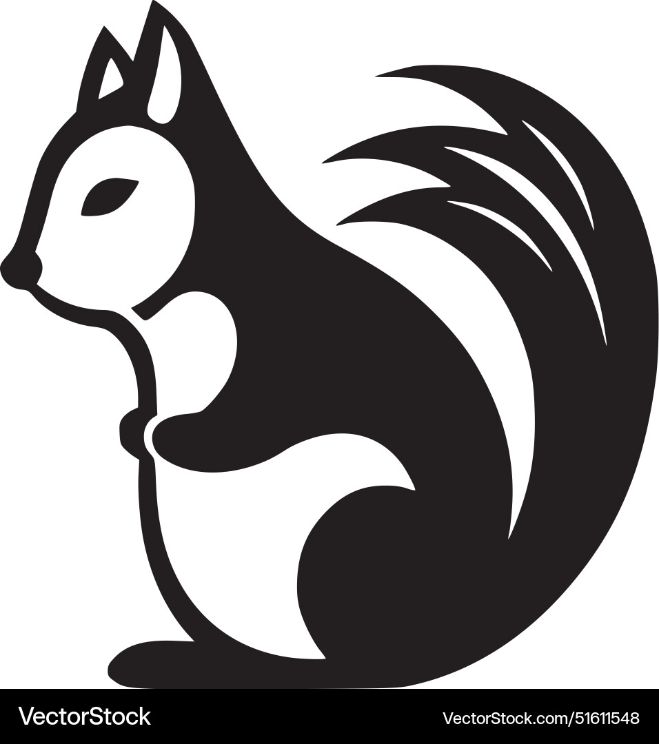 Squirrel - black and white isolated icon Vector Image