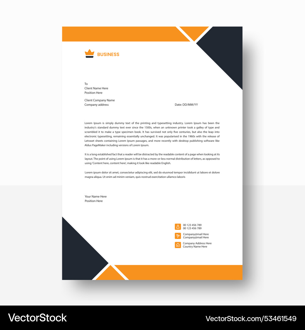 Business a4 letterhead design template Royalty Free Vector