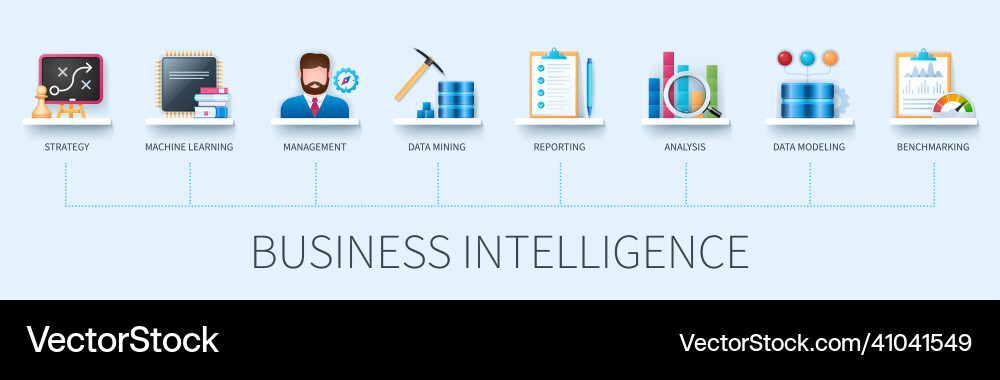 Business intelligence infographic in 3d style Vector Image