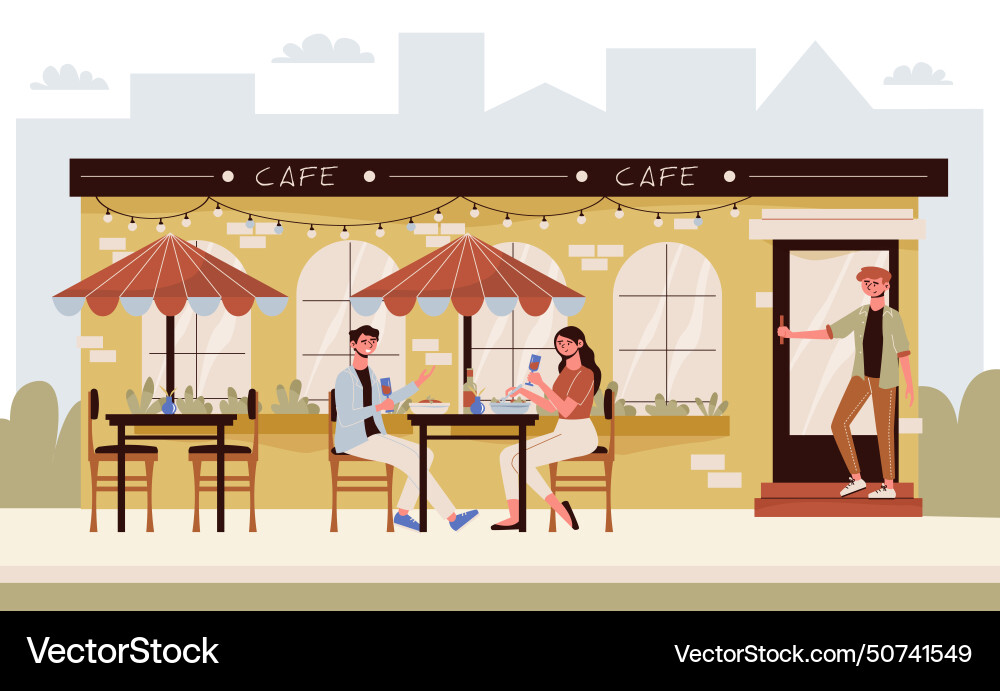 Cafe flat Royalty Free Vector Image - VectorStock