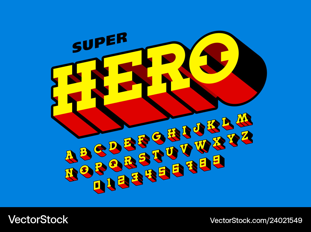 Comics book style font super hero Royalty Free Vector Image