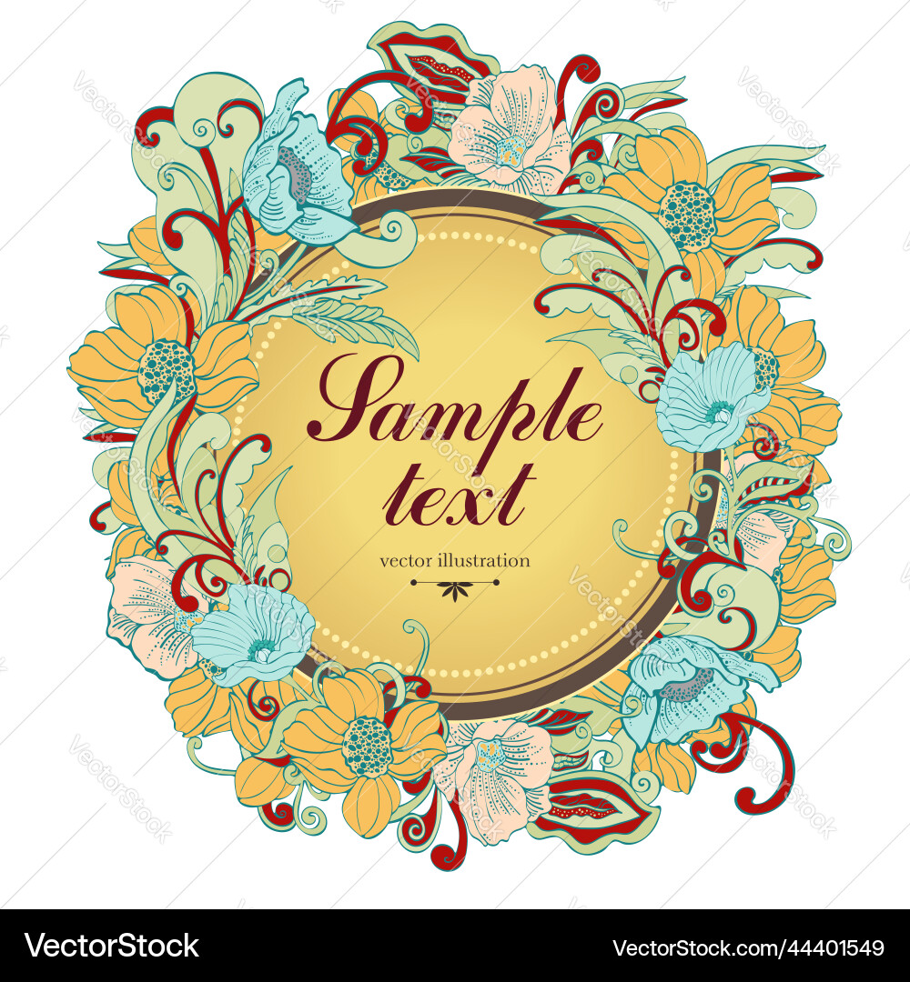 Flower round frame background banner floral Vector Image
