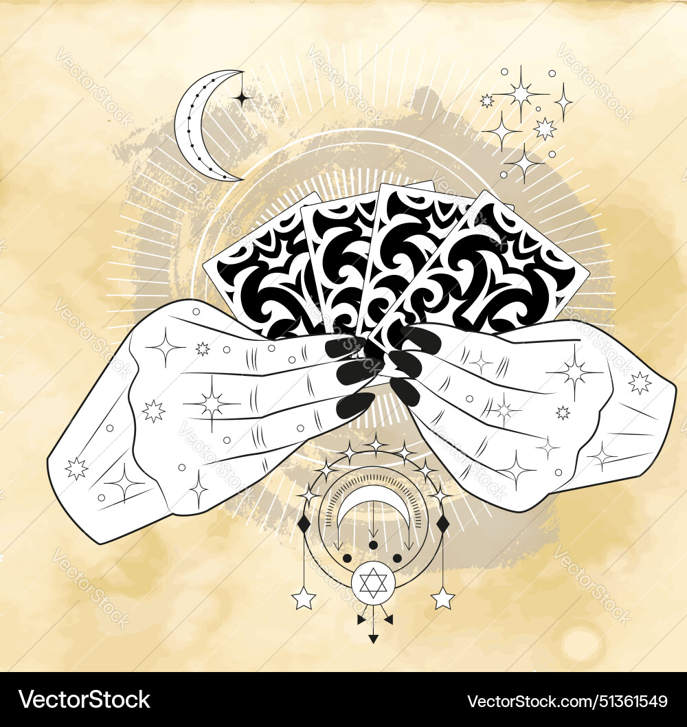 Hand drawn with tarot cards Royalty Free Vector Image