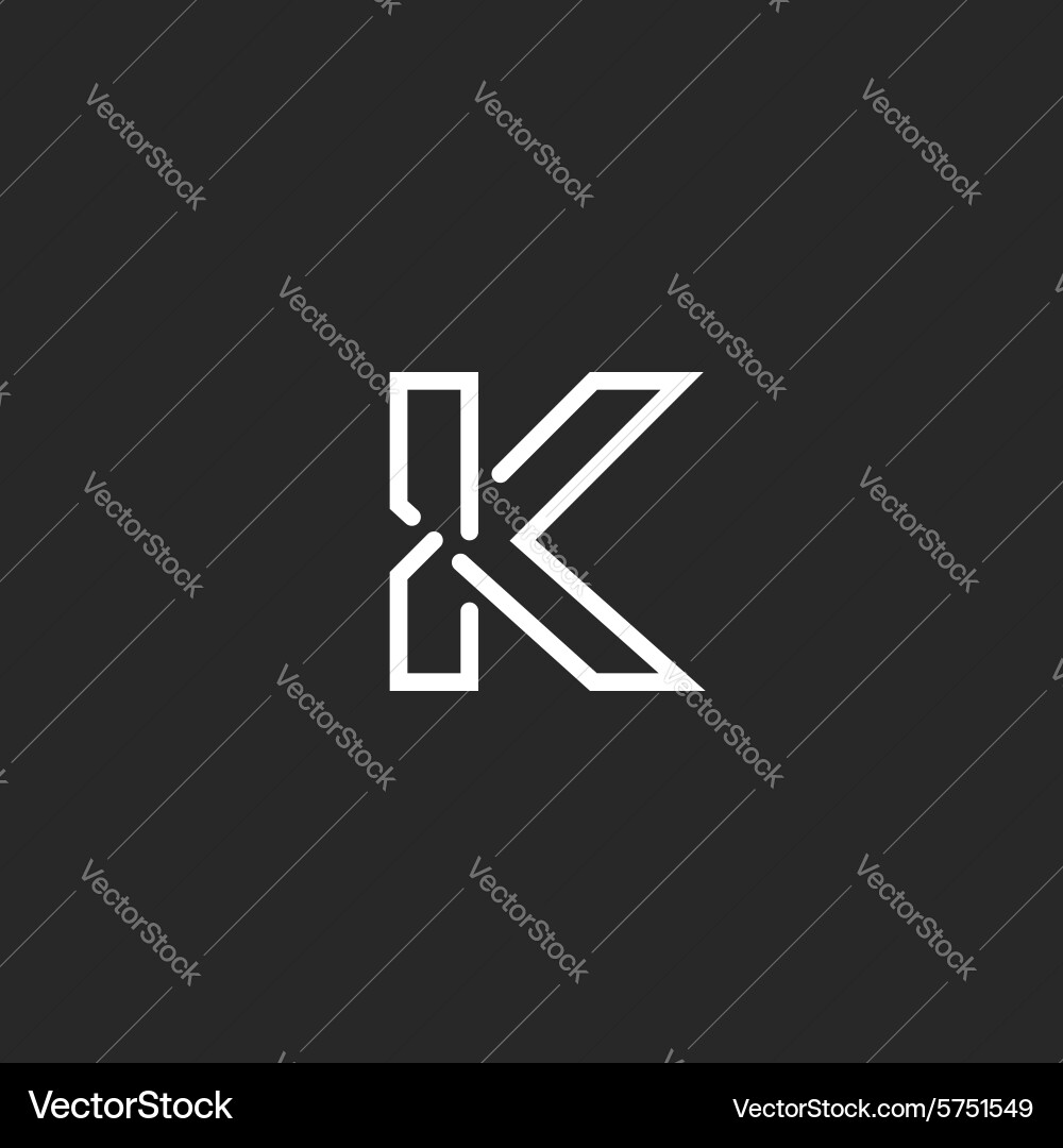 K letter mockup logo black and white thin line Vector Image