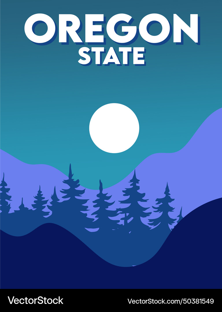 Oregon state with beautiful view Royalty Free Vector Image