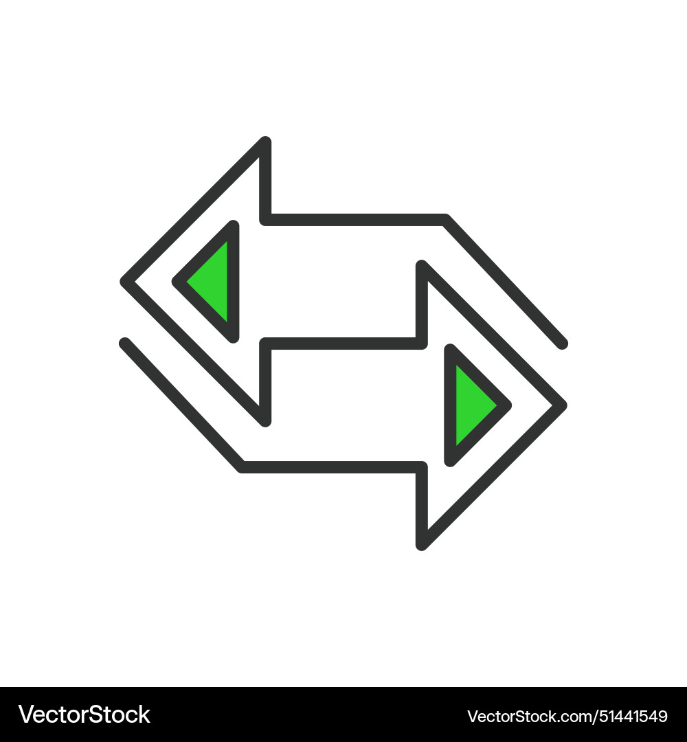 Right left arrows in line design green Royalty Free Vector