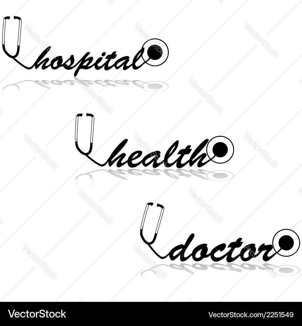 Stethoscope words Royalty Free Vector Image - VectorStock
