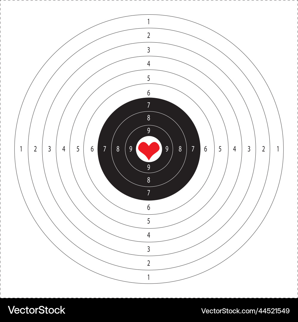 Target heart love with numbers for shooting Vector Image