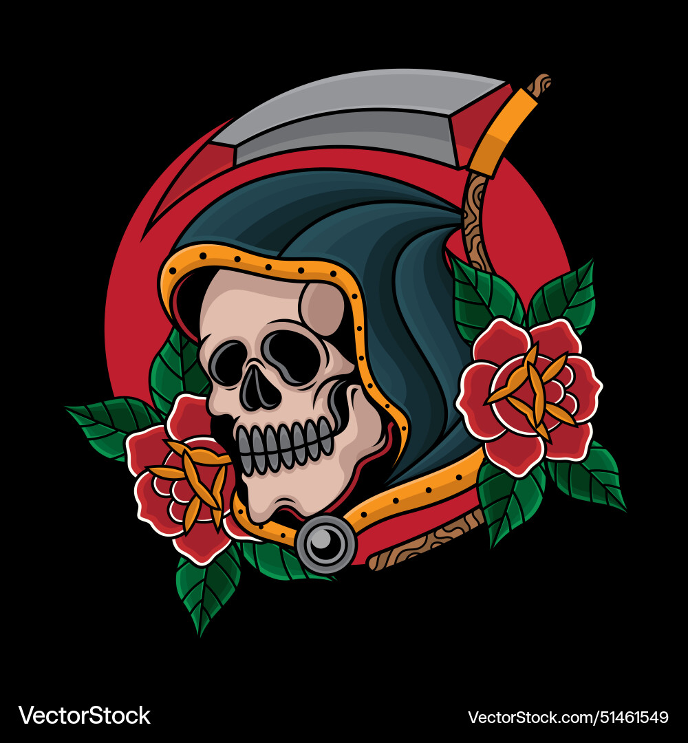 Traditional tattoo grim reaper Royalty Free Vector Image