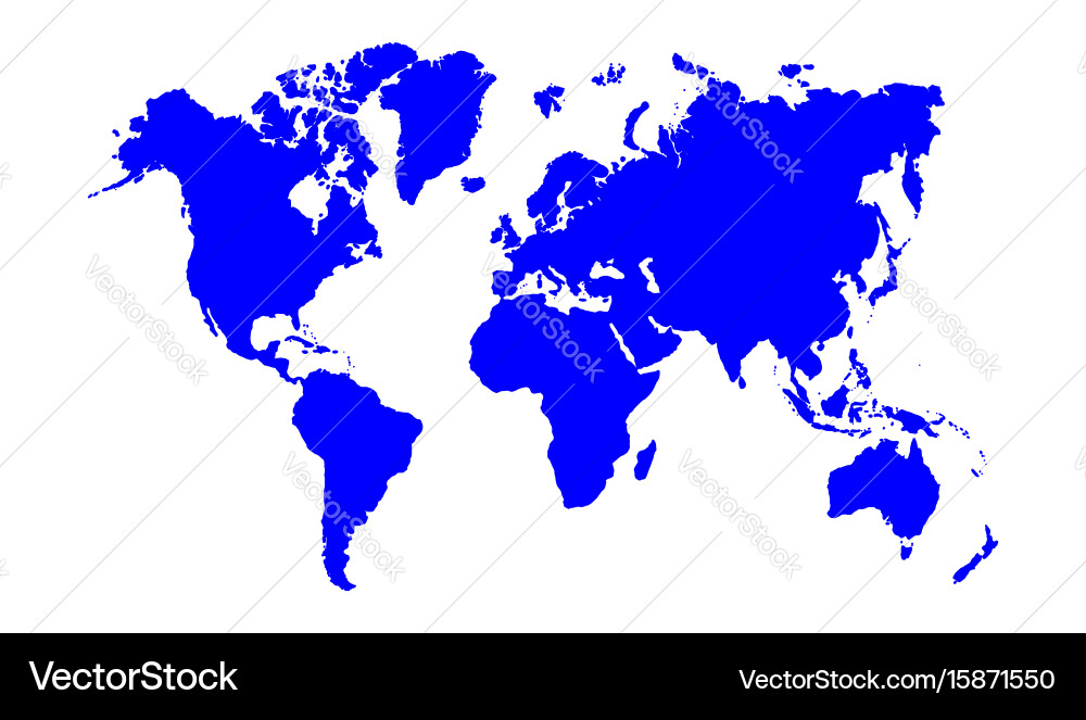 Blue world map Royalty Free Vector Image - VectorStock