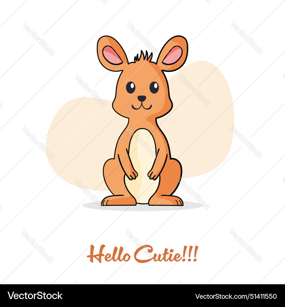 Cartoon style kangaroo with hello cutie written Vector Image