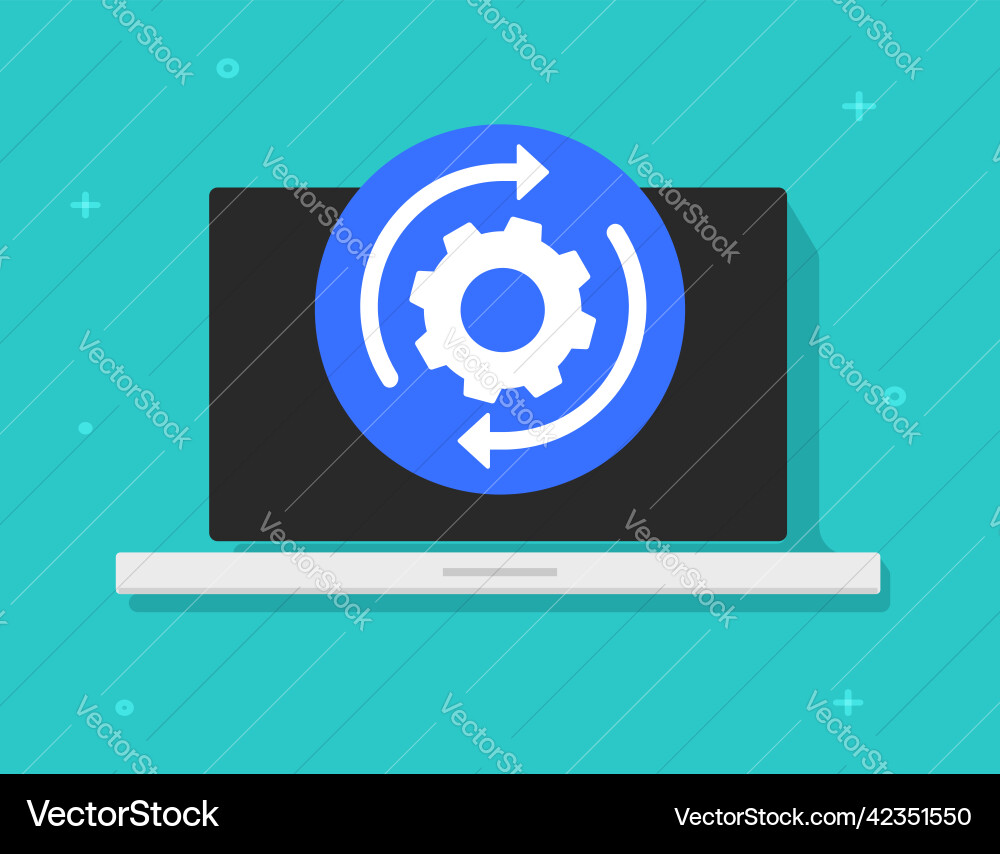 Computer setting process icon or flat pc Vector Image