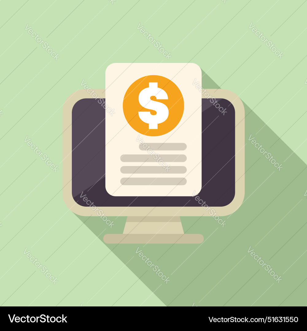 Computer showing invoice for online payment Vector Image
