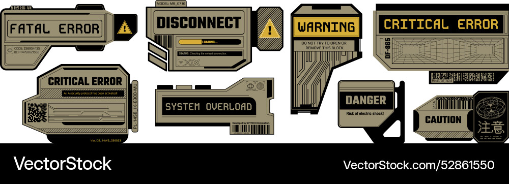 Cyberpunk decal templates high tech critical Vector Image