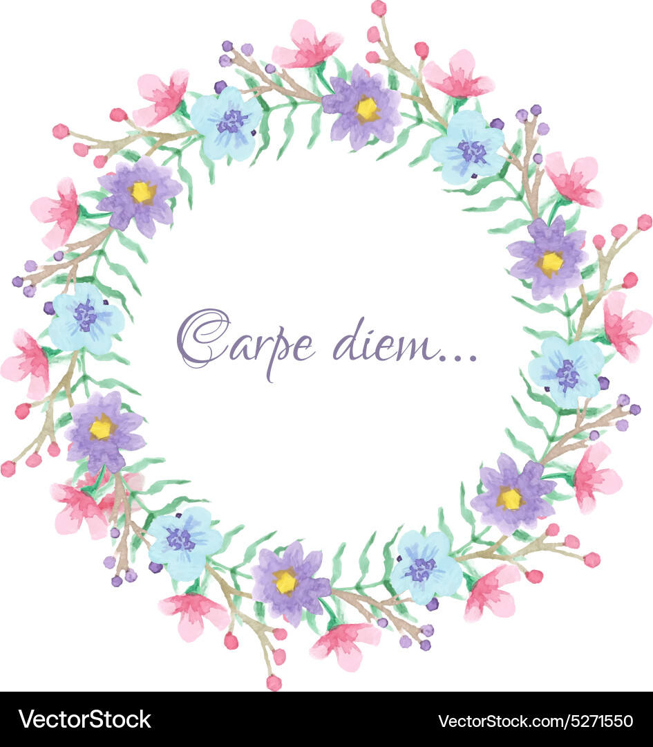 Floral template with carpe diem script Royalty Free Vector